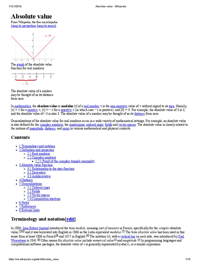Absolute Value - Wikipedia | PDF | Norm (Mathematics) | Metric ...