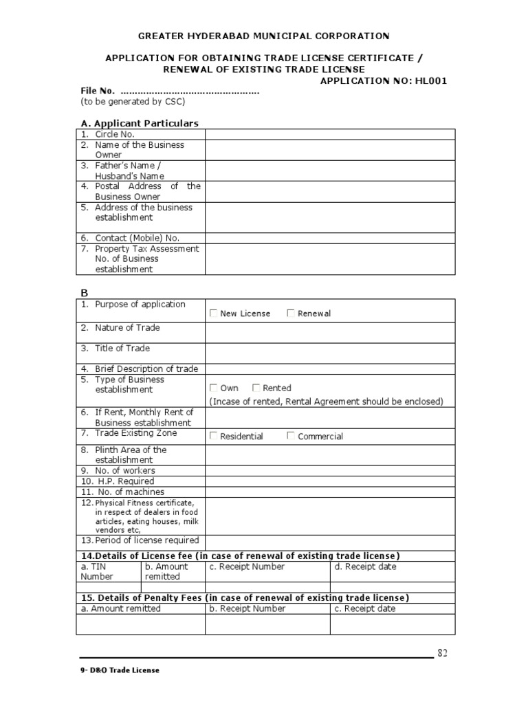 Trade License Application Form Guide | PDF | License | Receipt