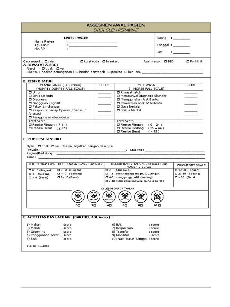 Formulir Assesmen Rawat Inap | PDF