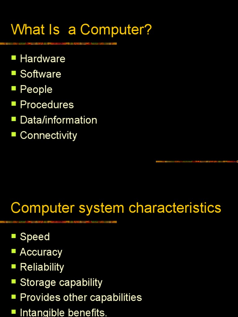 What Is A Computer?: Hardware Software People Procedures Data/information Connectivity | PDF ...