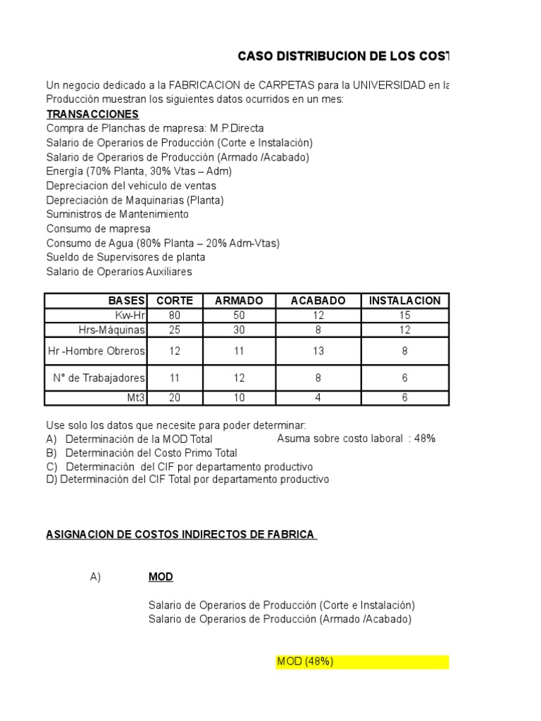 Caso Distribucion CIF | PDF | Estado de resultados | Activo fijo
