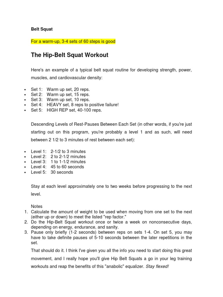 Belt Squat | PDF | Physical Exercise | Recreation