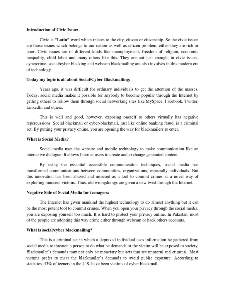 Introduction of Civic Issue | PDF | Social Media | Popular Culture ...