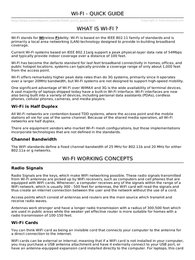 Wi-Fi - Quick Guide What Is Wi-Fi ? | PDF | Wi Fi | Ieee 802.11