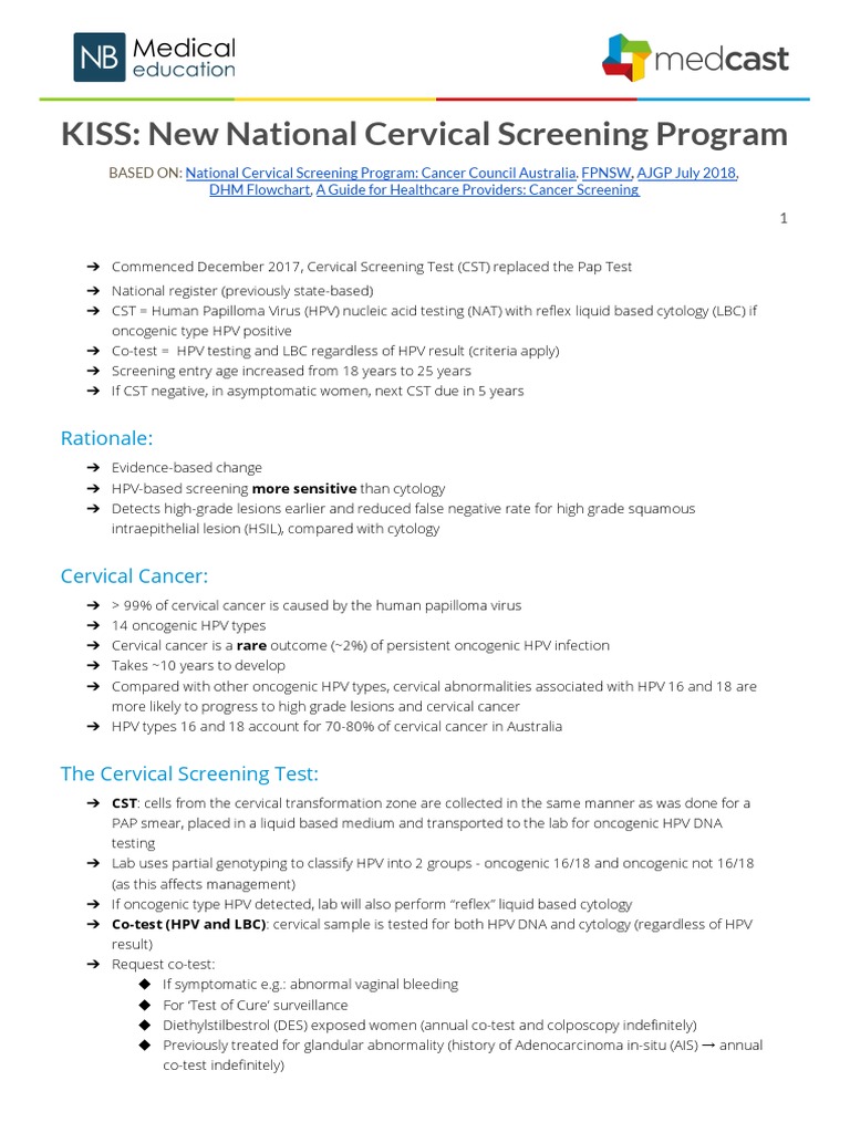 National Cervical Screening Program Guide | PDF | Cervical Cancer ...