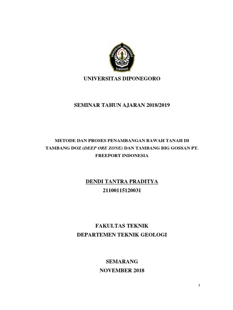 Metode Penambangan Bawah Tanah Block Caving Dan Open Stoping | PDF