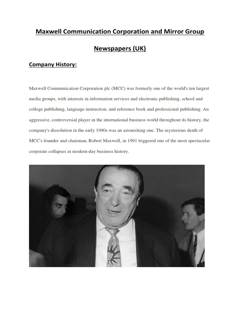 Maxwell Communication Corporation and Mirror Group Newspapers | PDF ...