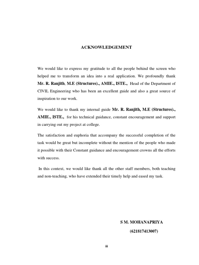 Acknowledgement - III | PDF