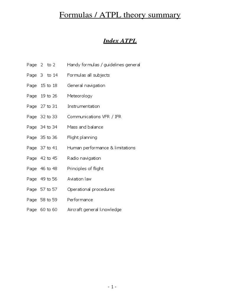 Atpl Theory Formulas PDF | PDF | Instrument Flight Rules | Troposphere