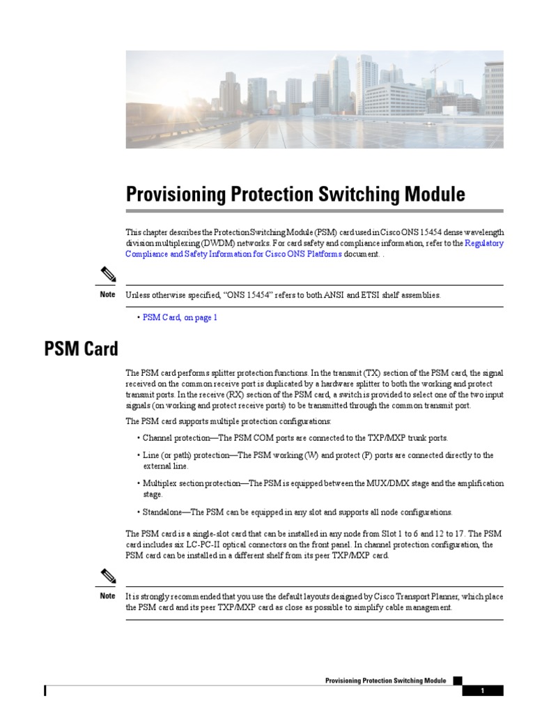 Provisioning Protection Switching Module: PSM Card | Download Free PDF ...