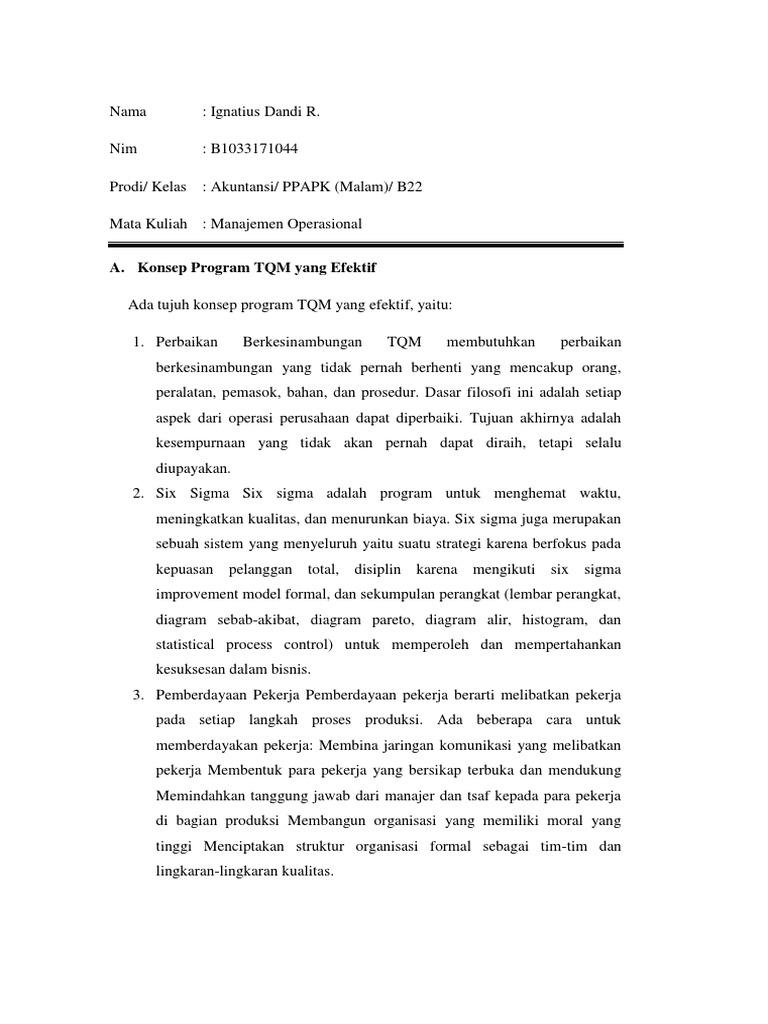 TQM Dandi Coca Cola | PDF