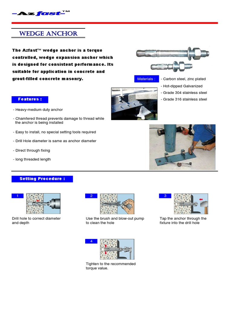 Wedge Anchor | PDF | Galvanization | Drill