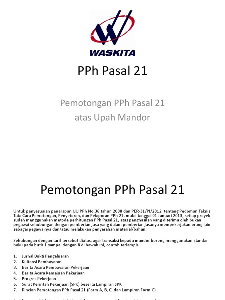 PPH Pasal 21 Mandor | PDF