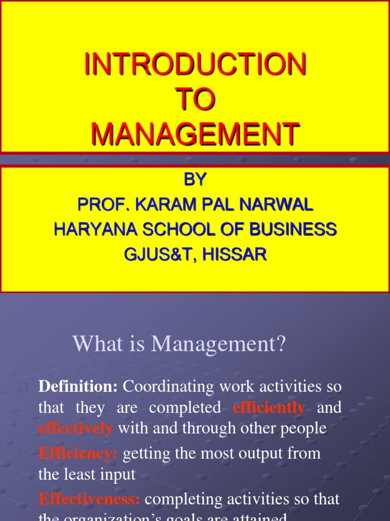 01 An Introduction To Management | PDF | Quantitative Research | Employment