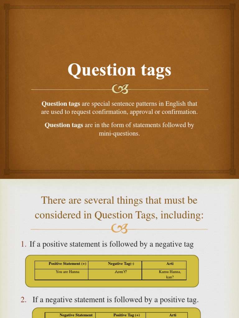 Question tags in English grammar | PDF | Linguistic Morphology | Semantics