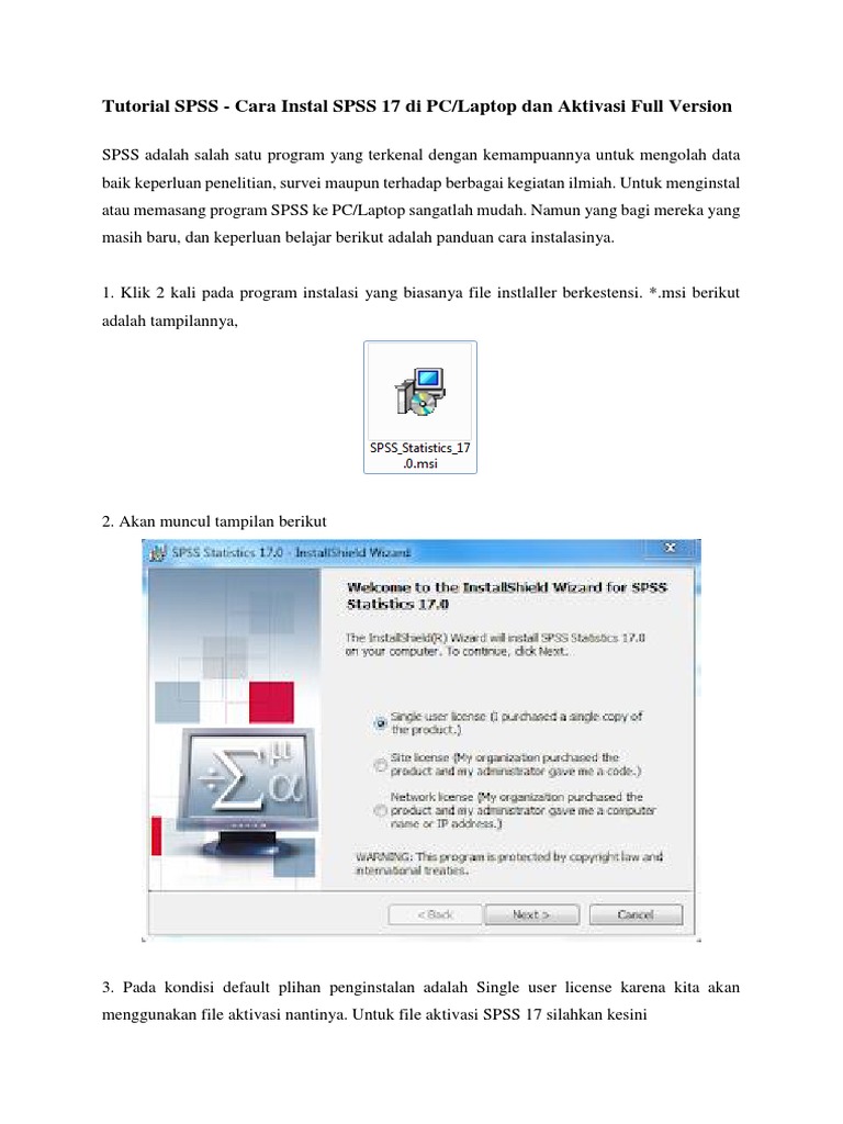 Tutorial Instal SPSS 17 | PDF | Komputer