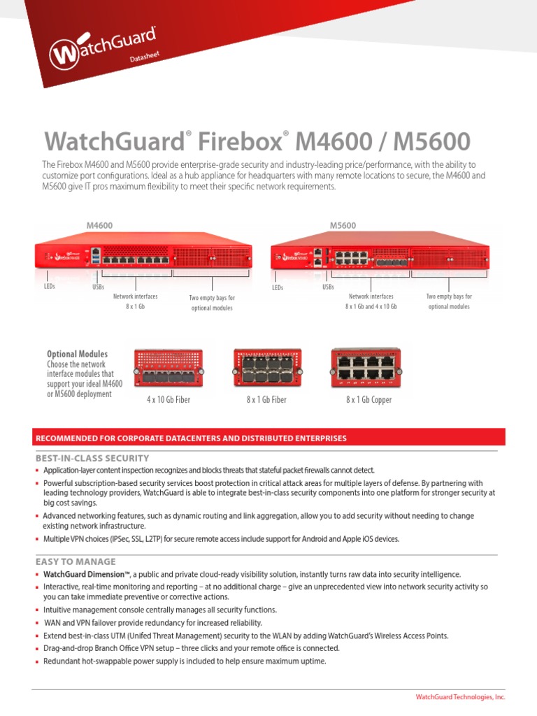 WG Firebox m4600 | PDF | Virtual Private Network | Computer Network