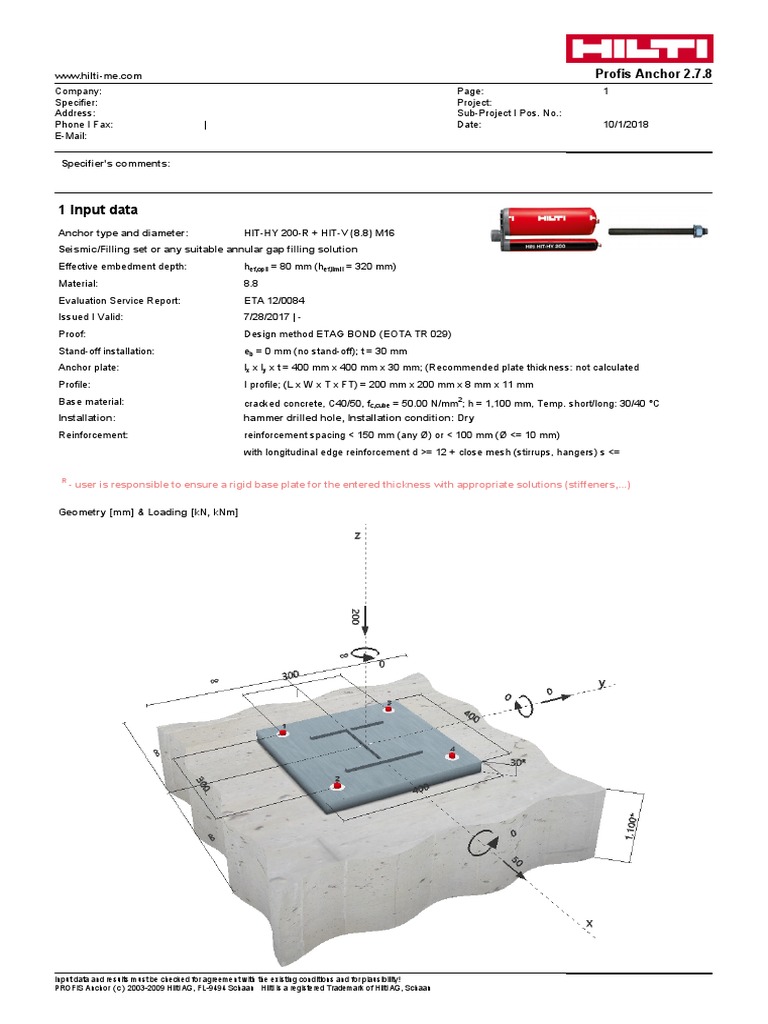 Hilti_Design_Report.pdf | Drill | Anchor