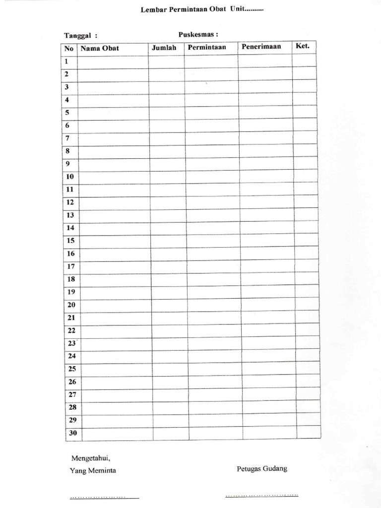 Lembar Permintaan Obat | PDF