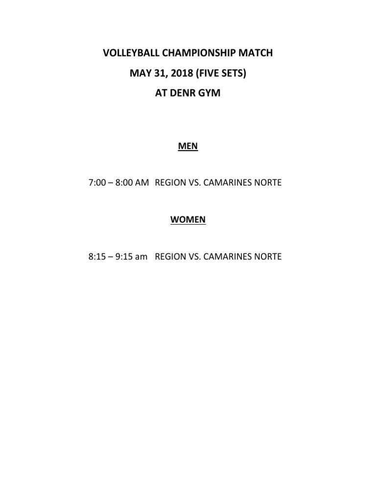 Volleyball Championship Match | PDF
