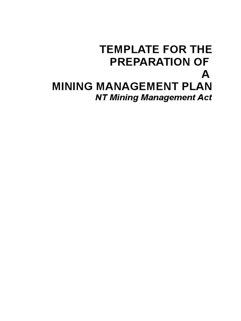 Template For The Preparation of A Mining Management Plan | PDF | Risk ...