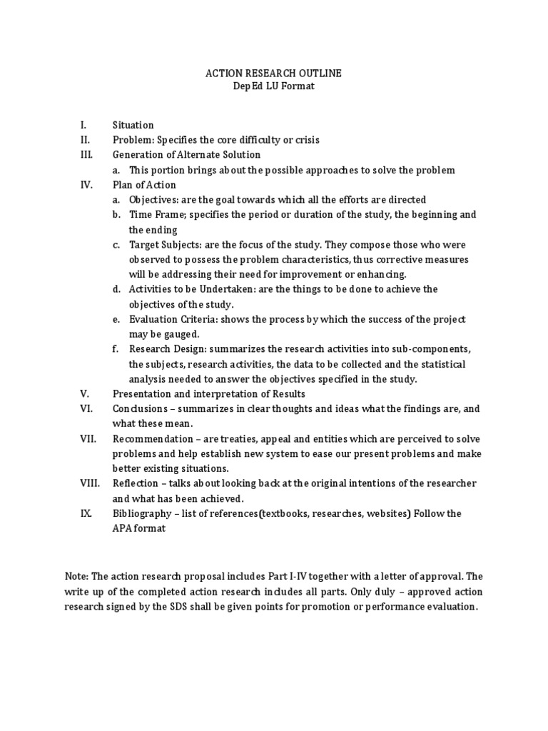 ACTION RESEARCH OUTLINE - La Union Division | PDF | Action Research ...