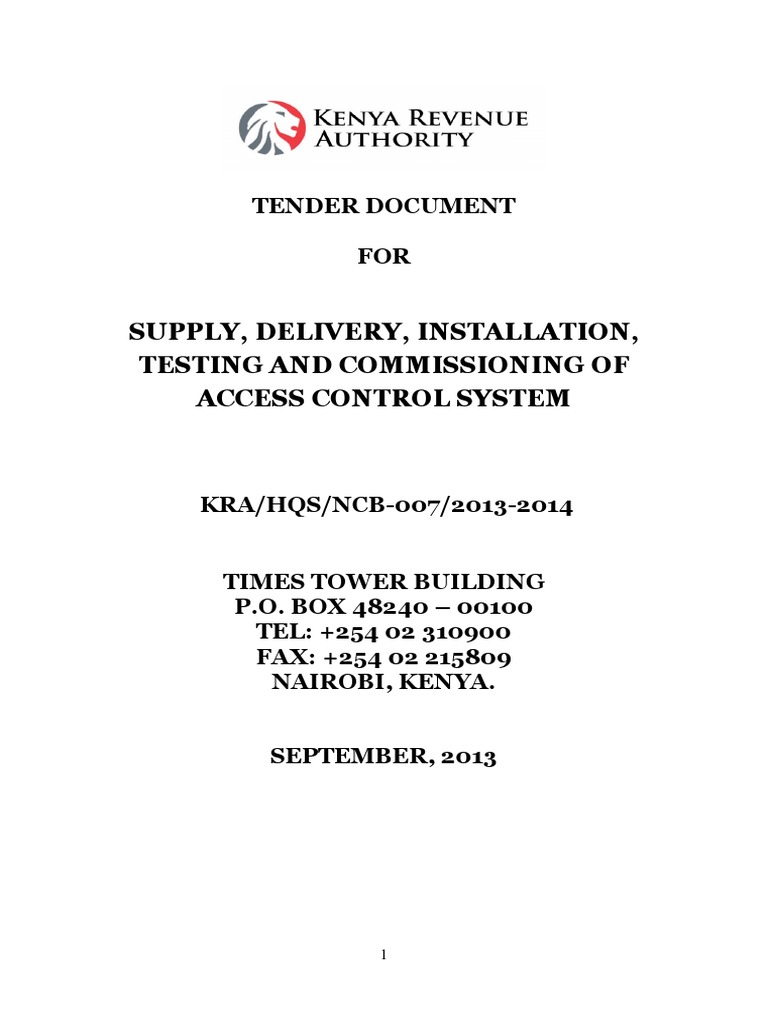 Tender Access Control System PDF | PDF | Legal Tender | Specification (Technical Standard)