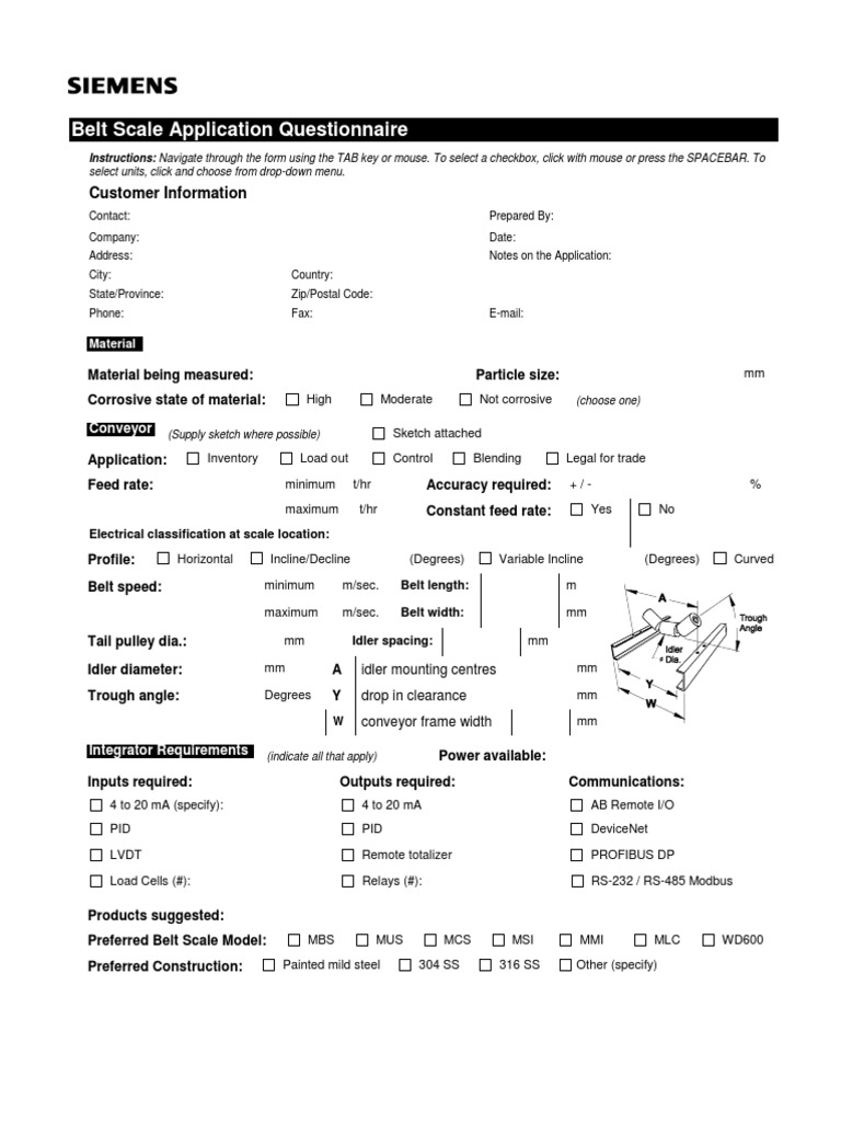Siemens Belt Scale Datasheet | PDF | Belt (Mechanical) | Manufactured Goods