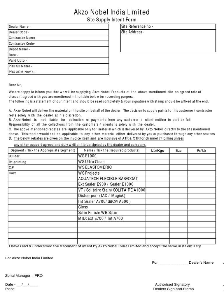 SSI Format For Dealer PDF | PDF | Business