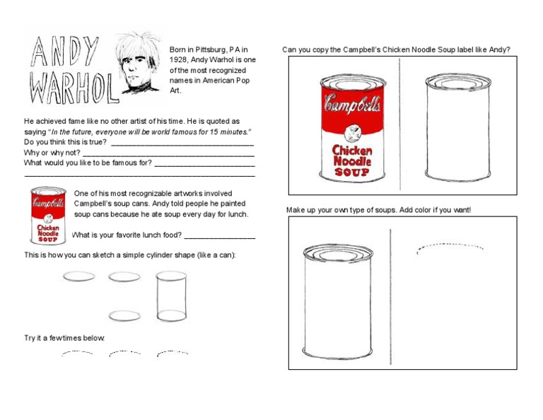 Pop Art Extention Worksheet pg2 Brae | PDF | Foods