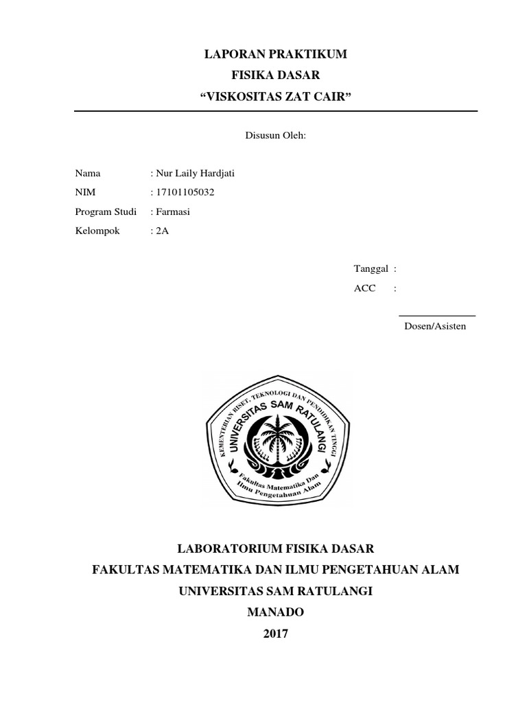 Laporan Fisika Dasar Viskositas Zat Cair | PDF