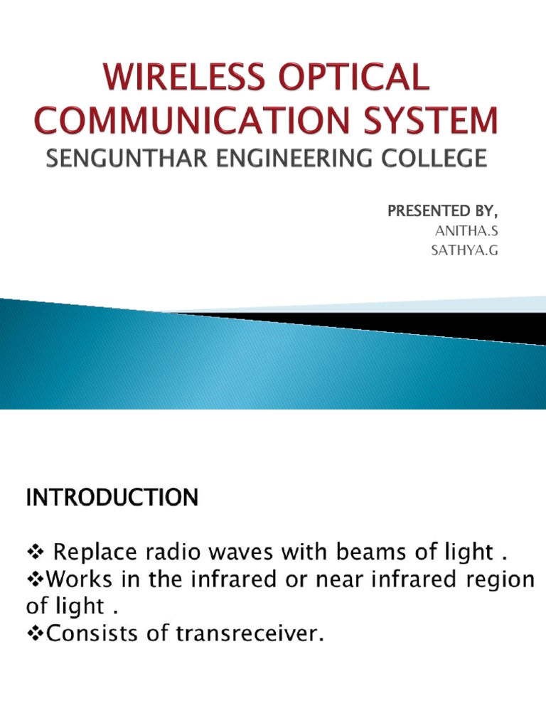 Wireless Optical Communication | PDF | Wireless | Electrical Engineering