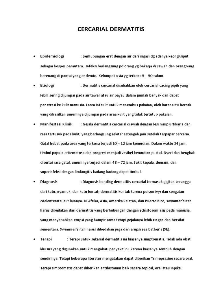 Cercarial Dermatitis | PDF