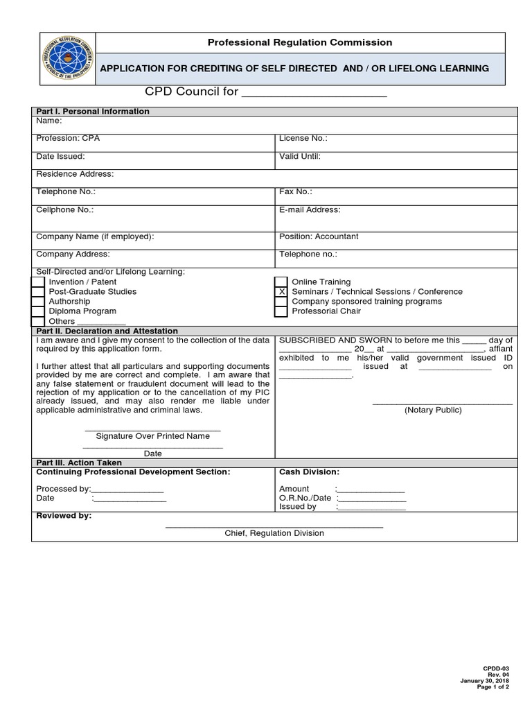 PRC Self Directed Form | PDF | Academic Degree | Government Information