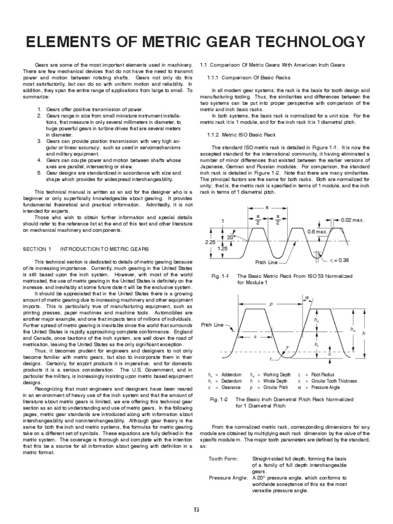 Introduction to Metric Gear Technology | PDF | Gear | Engineering Tolerance