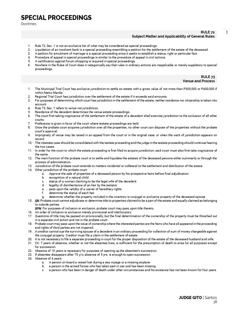 Special Proceedings (Final) | Download Free PDF | Will And Testament ...