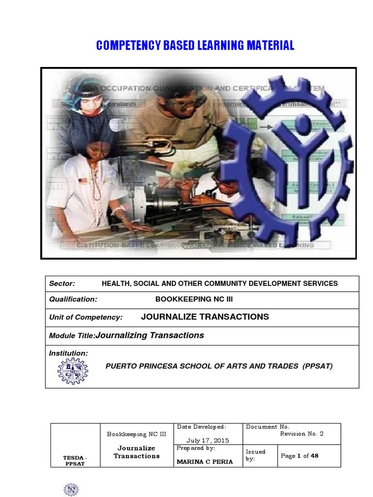 COMPETENCY BASED LEARNING MATERIAL-Journalize-Trans.-enhanced | PDF | Debits And Credits ...