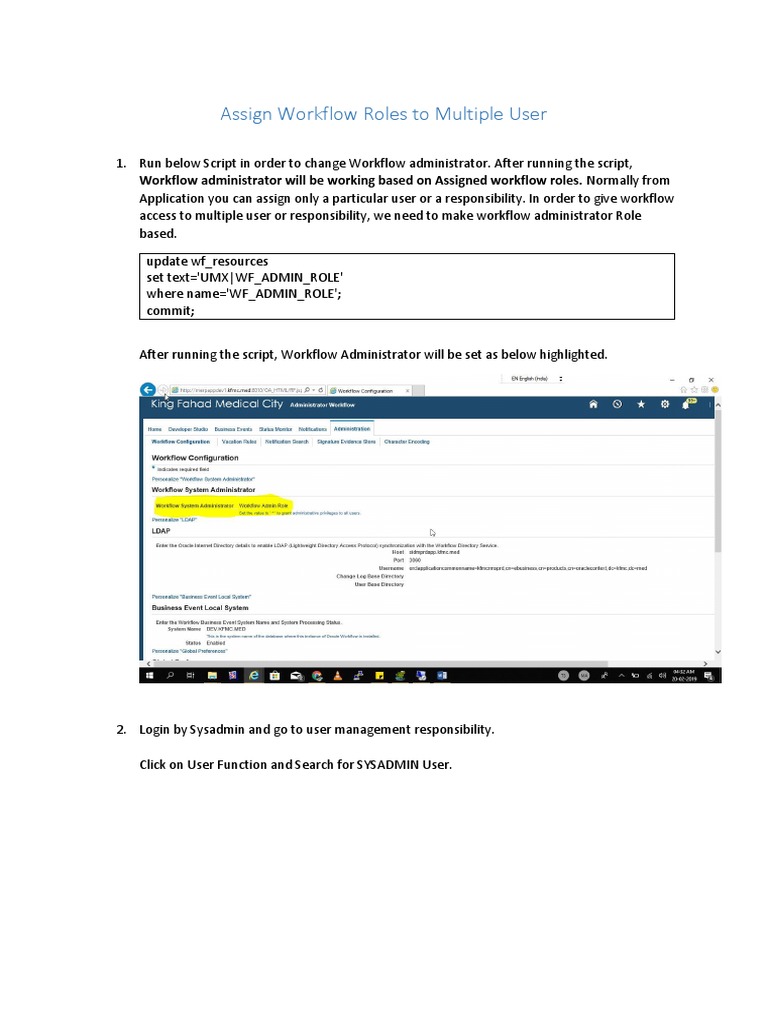 Assign Workflow Role To Multiple User in EBS | PDF | System ...