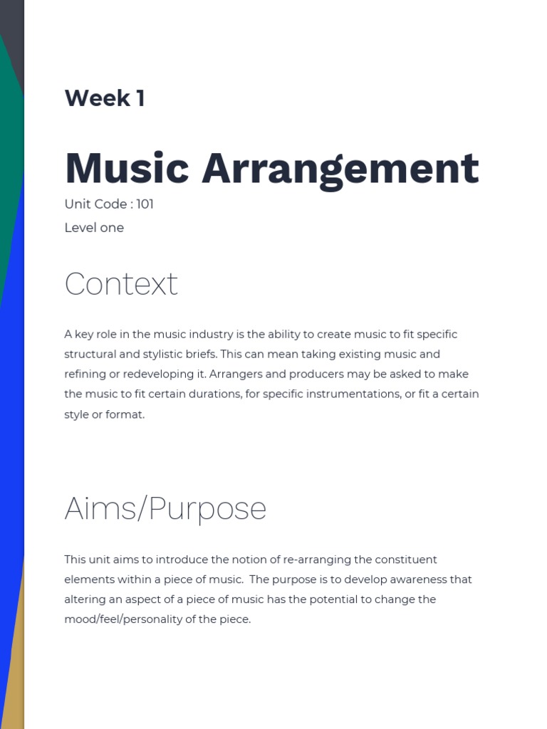 Music Arrangement: Context | PDF