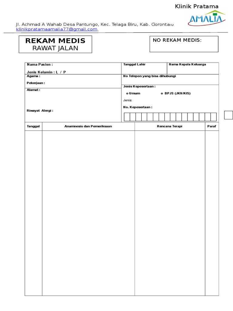 Form Rekam Medis | PDF