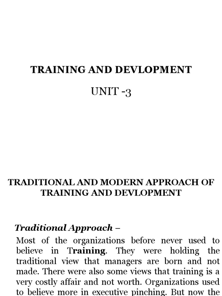 Unit - 3: Training and Devlopment | PDF | Goal | Employment