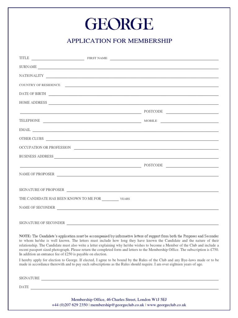 Application For Membership: First Name | PDF | Government | Business