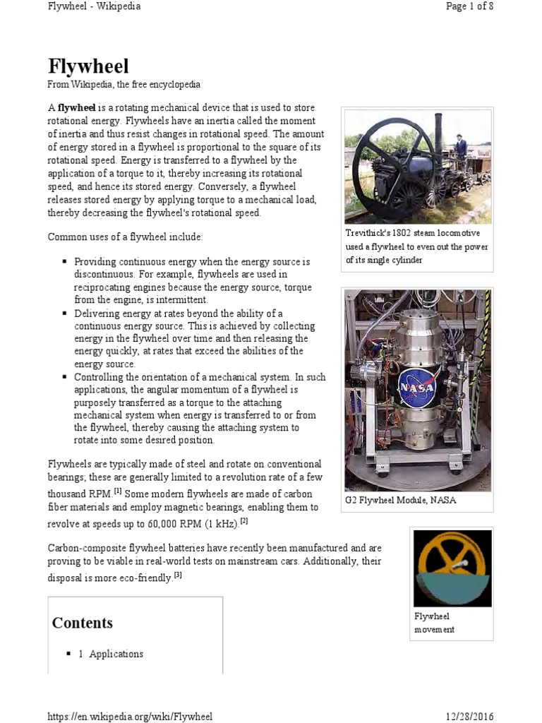 Flywheel: From Wikipedia, The Free Encyclopedia | PDF | Rotation Around ...