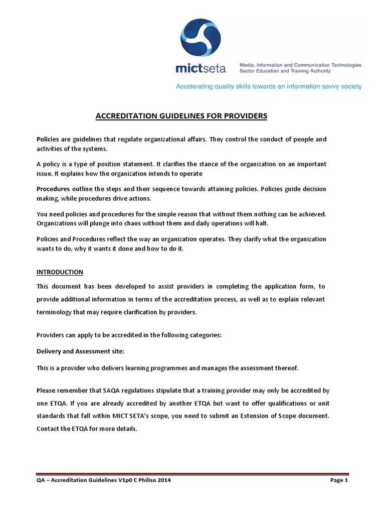 Accreditation Guidelines For Providers | PDF | Educational Assessment ...