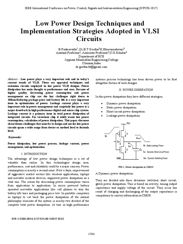 Low Power Design Techniques and Implementation Strategies Adopted in ...