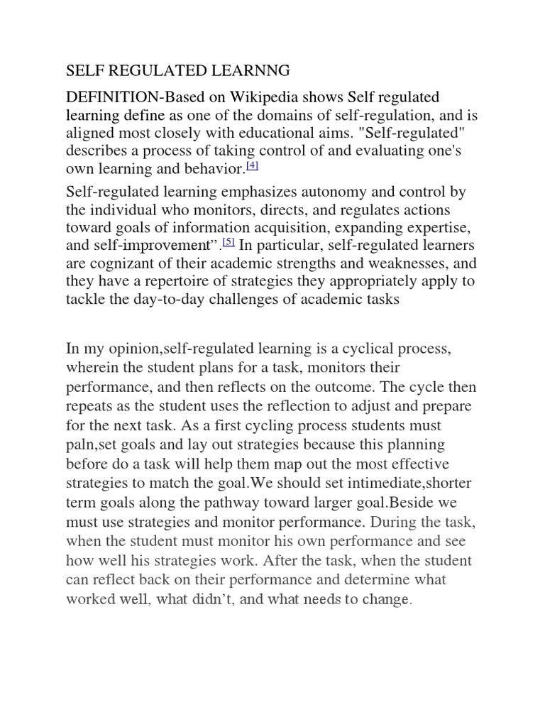 Self Regulated Learnng DEFINITION-Based On Wikipedia Shows Self ...