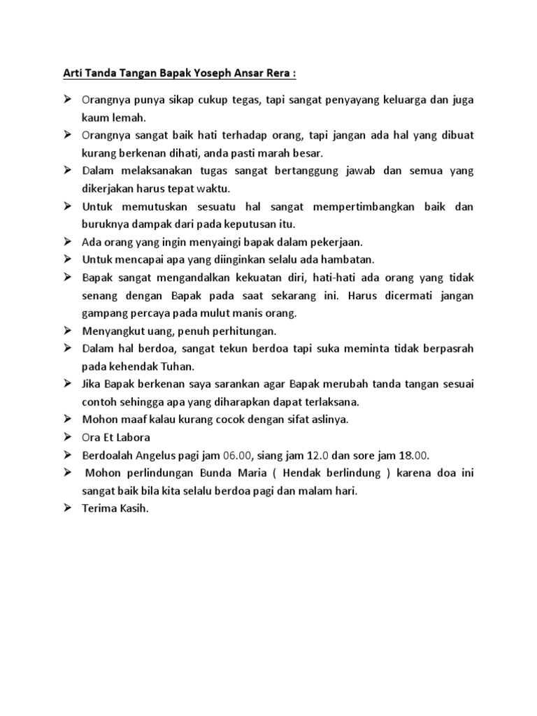 Arti Tanda Tangan Bapak Yoseph Ansar Rera | PDF