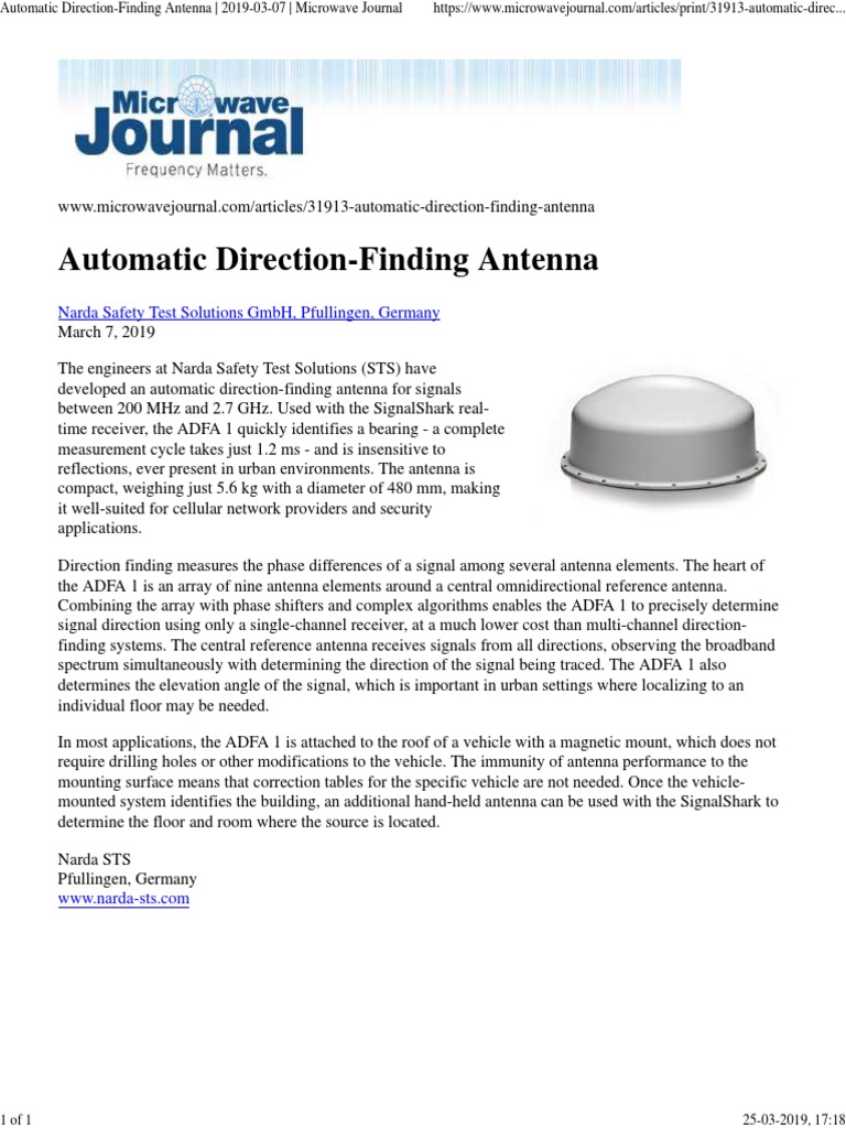 Automatic Direction-Finding Antenna | PDF | Antenna (Radio) | Microwave