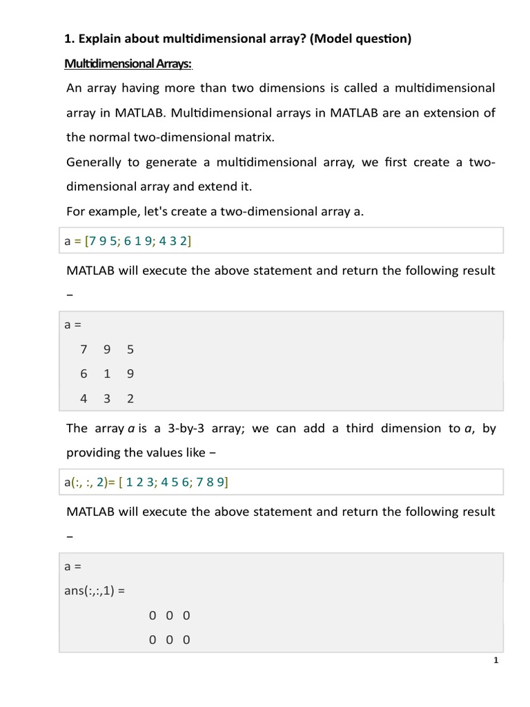 Multidimensional Arrays:: 1. Explain About Multidimensional Array ...