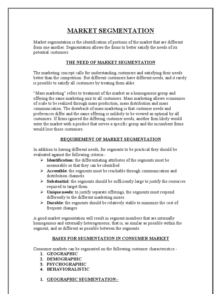 Market Segmentation | PDF | Market Segmentation | Marketing
